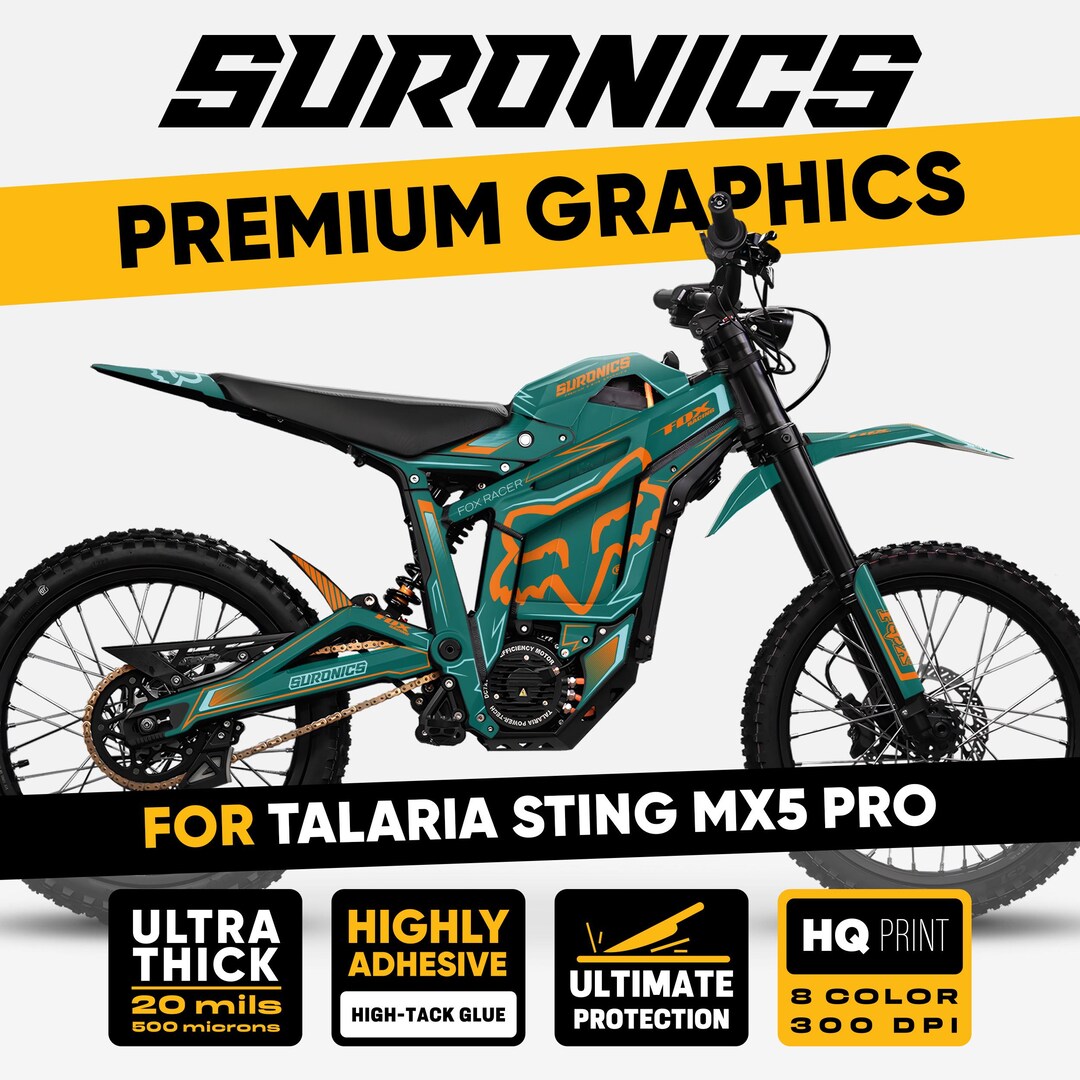TALARIA Sting MX5 Pro Graphics Kit FOX RACER Aventur Orange Decals Wrap ...