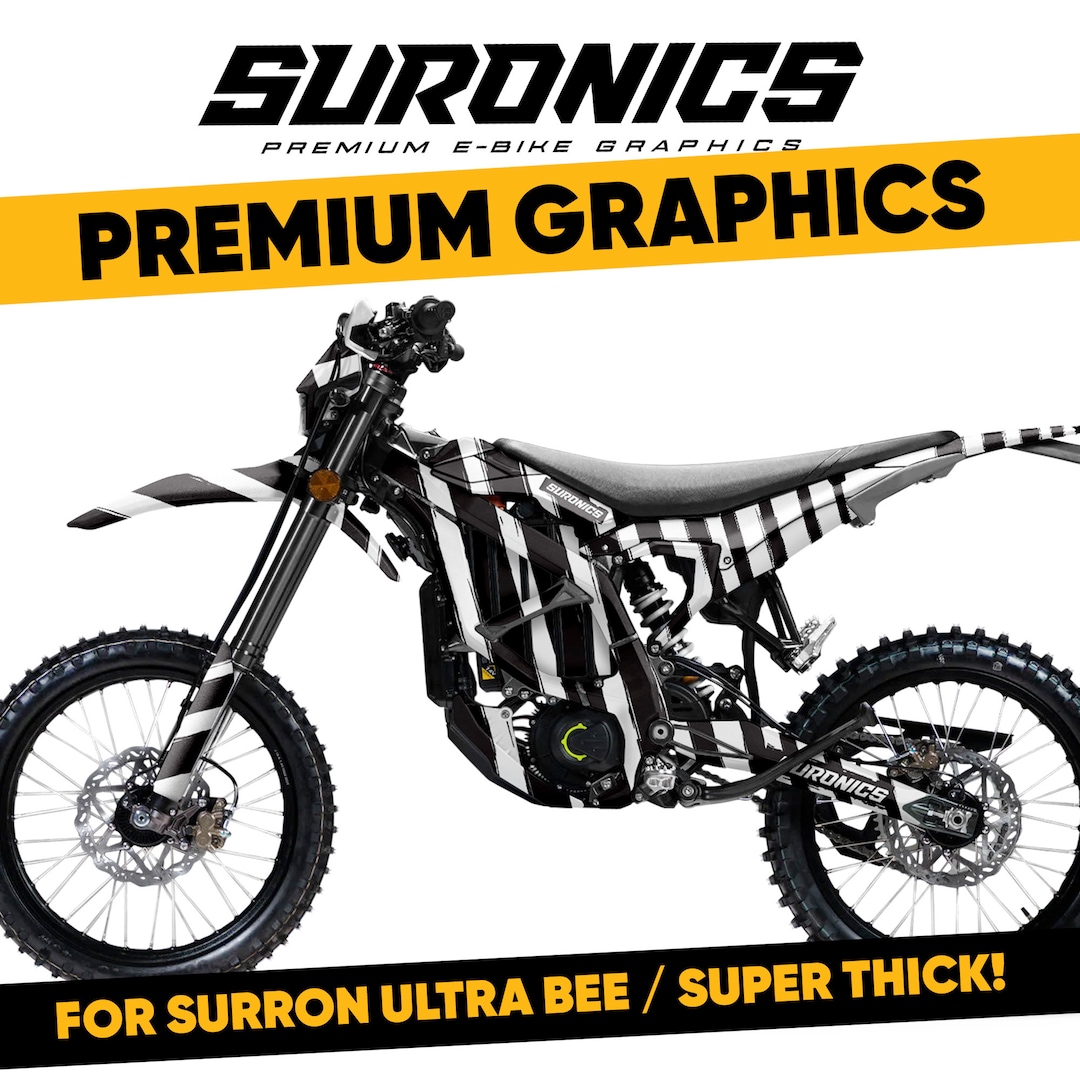 Surron Ultra Bee Graphics - Suronics ZEBRA WHITE Graphics Kit Decal ...