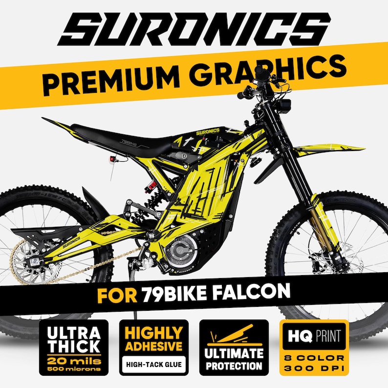 79bike Falcon Pro GT M Graphics Kit MARKER Yellow Decals Vinyl Wrap ...