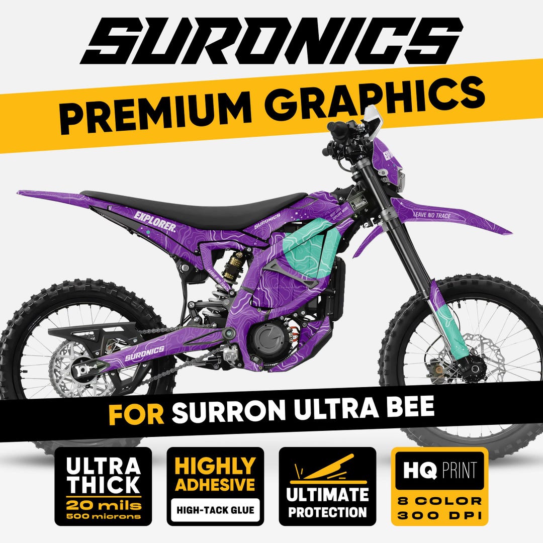 Surron Ultra Bee Graphics Kit EXPLORER Purple Mint Decals Vinyl Wrap ...