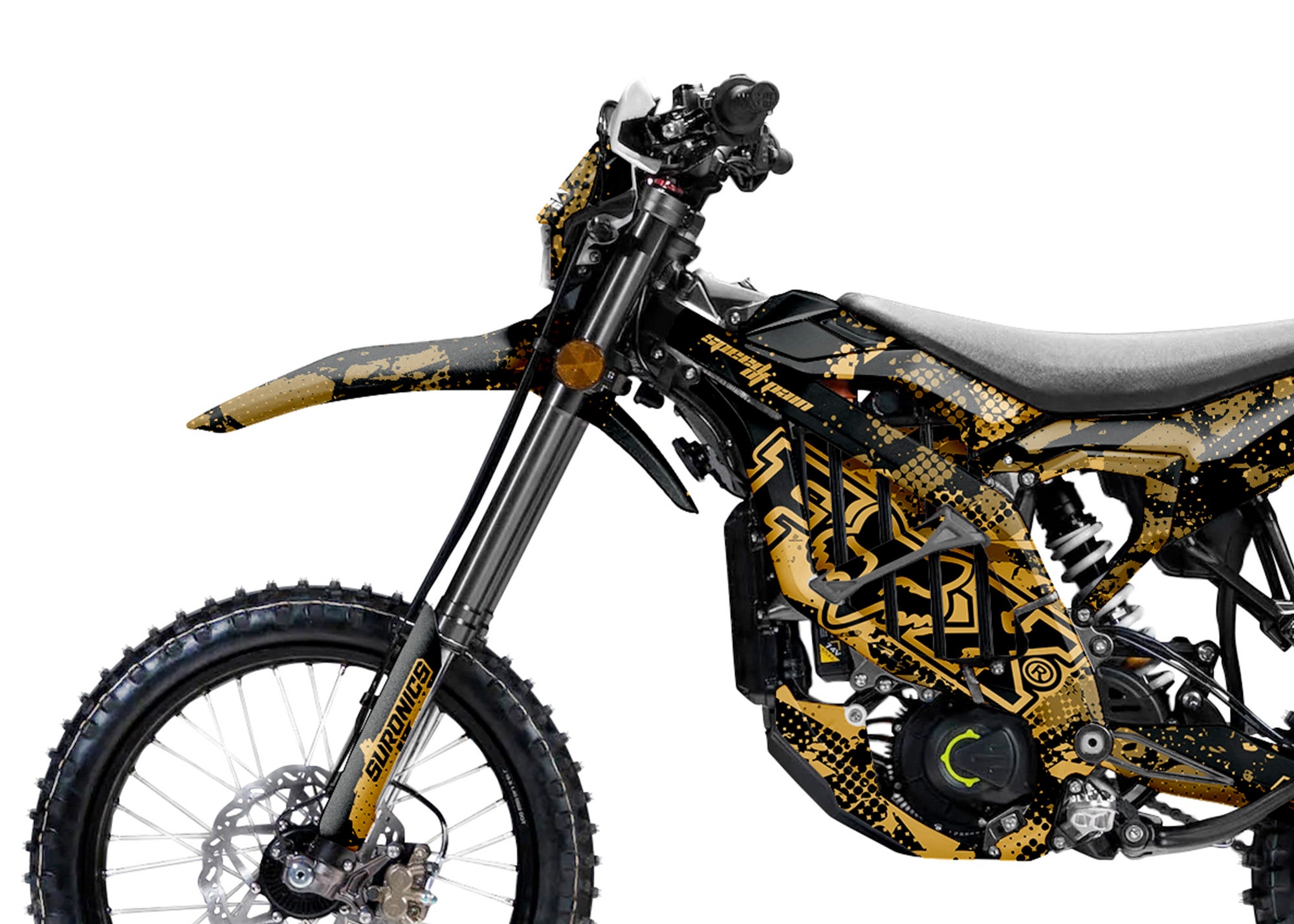 Surron Ultra Bee Graphics - Suronics FOX Speed Rider Black Gold Yellow ...