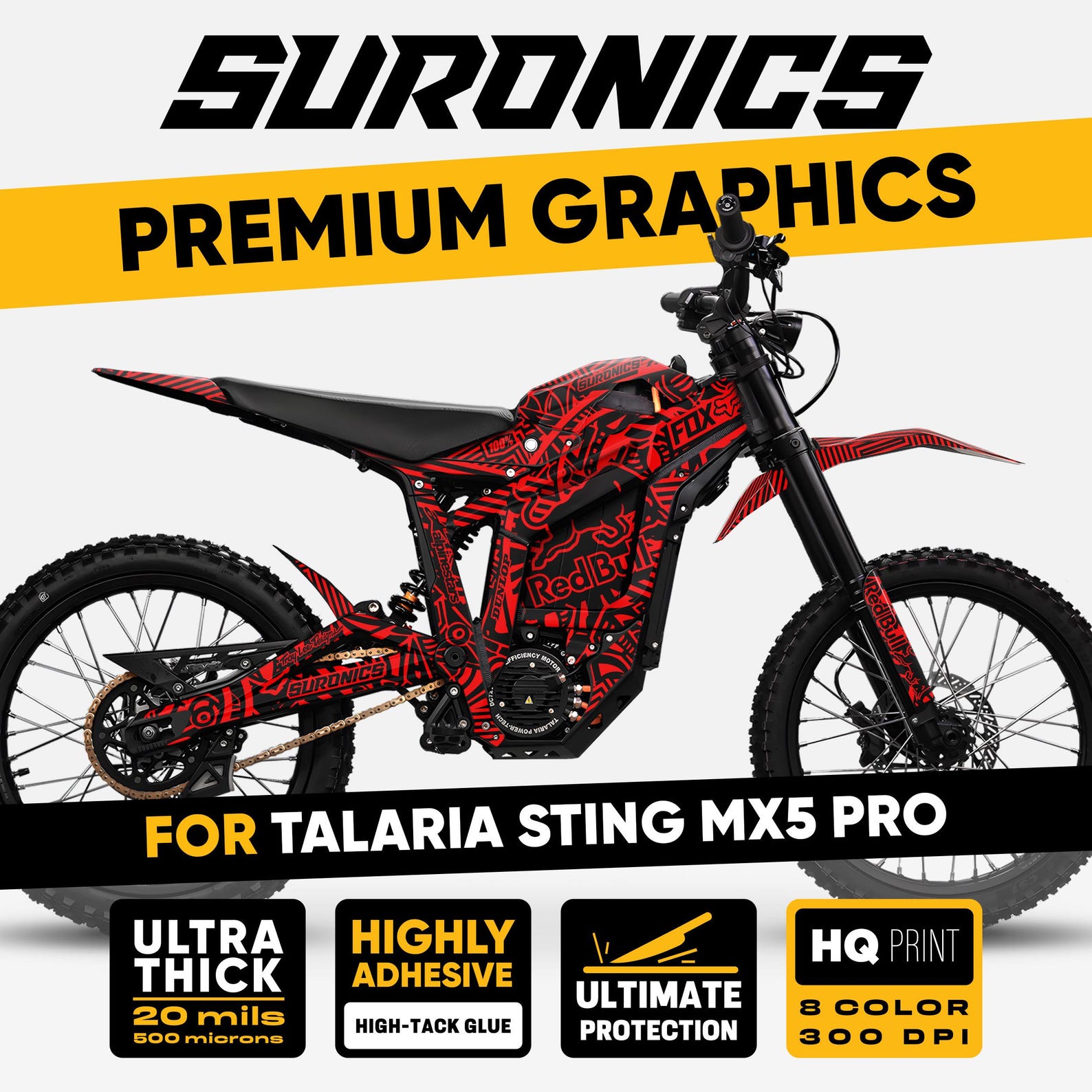 TALARIA Sting MX5 Pro Graphics Kit RACE ART Black Red Decals Wrap ...