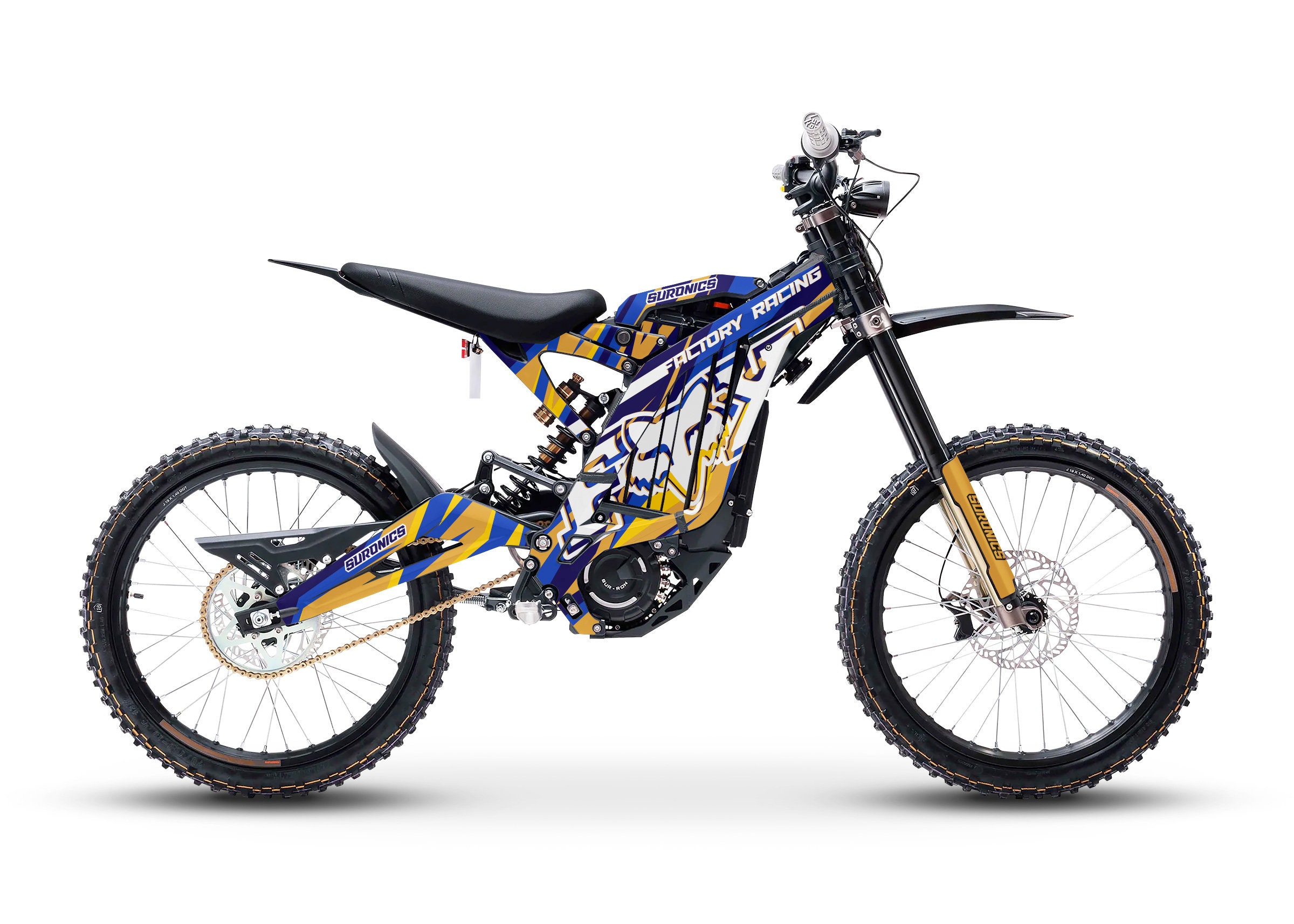 Suronics FOX FACTORY RACING Blue & Gold Graphics Kit for Surron ...