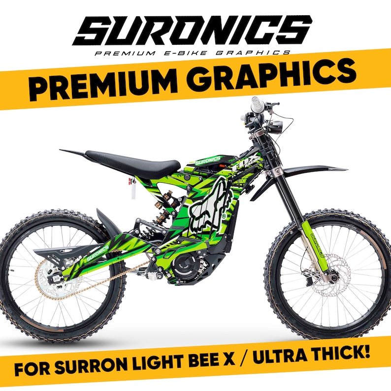 Suronics FOX WILD Black & Green Graphics Kit for Surron Lightbee X ...