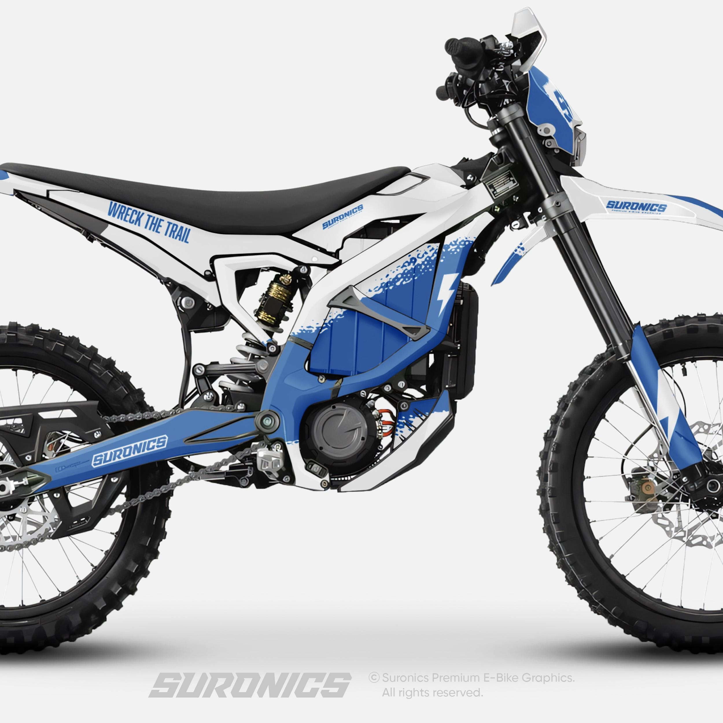 Surron Ultra Bee Graphics Kit HALF White Blue Decals Vinyl Wrap Sticker ...