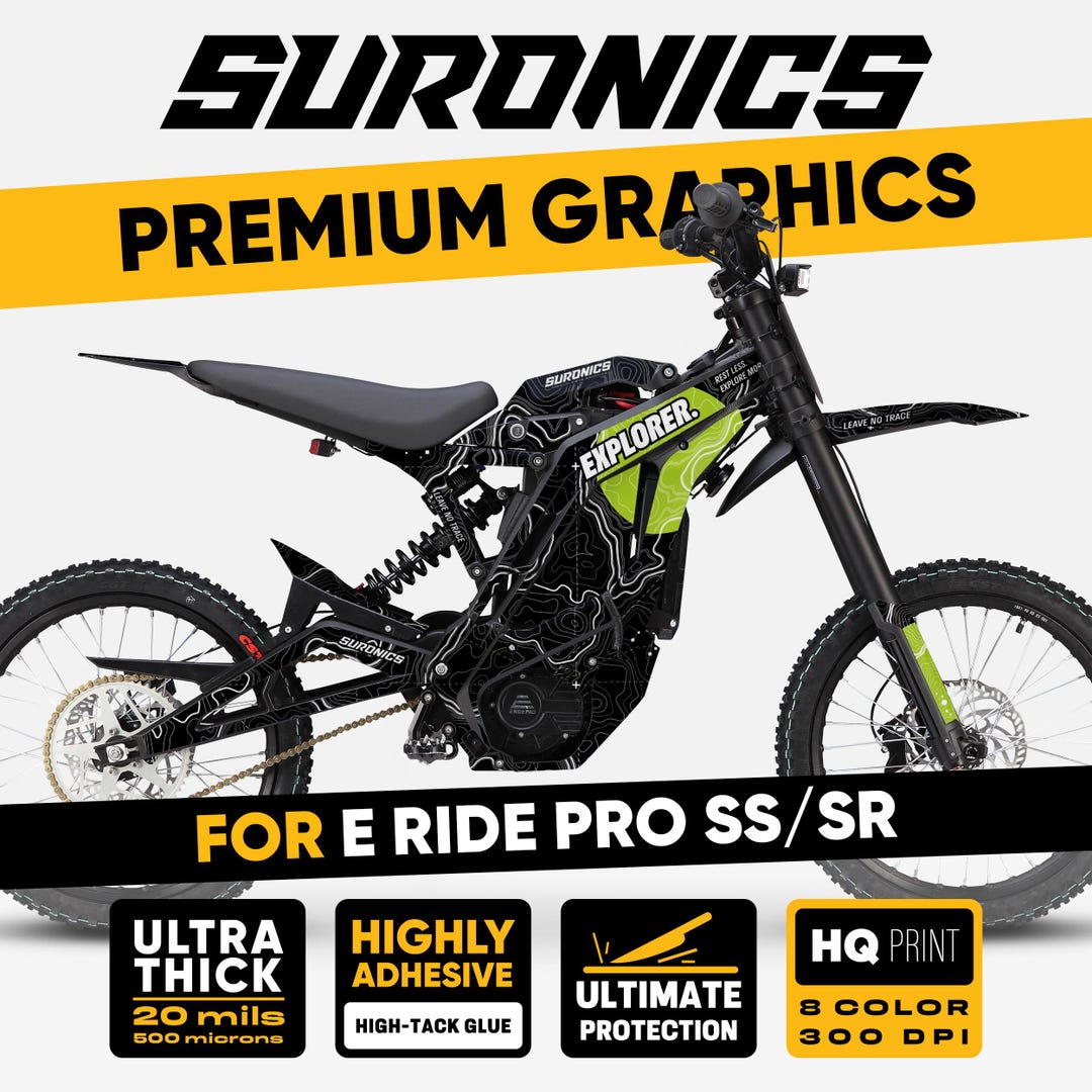 E Ride Pro SS SR Graphics Kit EXPLORER Black Green Decals Stickers Kit ...