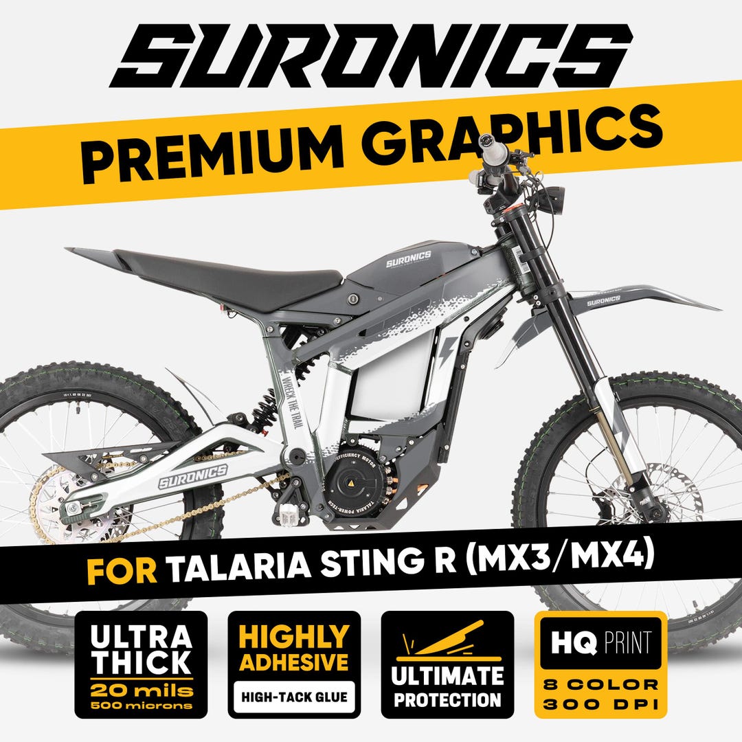 Talaria Sting MX3 MX4 Graphics Kit HALF Grey White Decals Vinyl Wrap ...