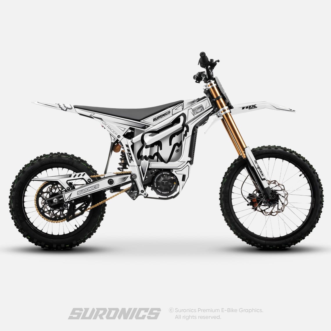 Talaria Komodo Graphics Kit FOX RACER White Black Decals Vinyl Wrap ...