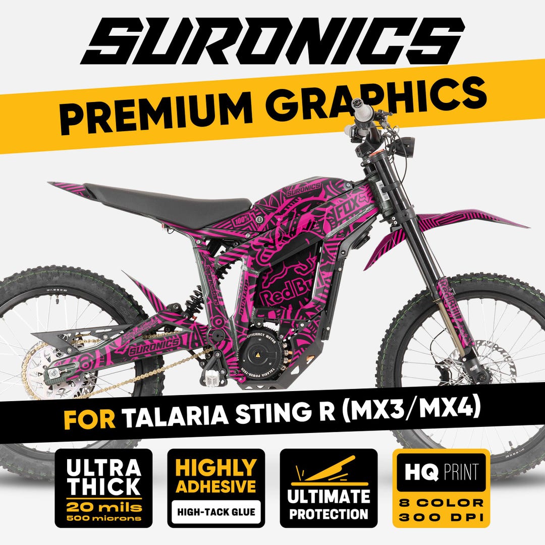 Talaria Sting MX3 MX4 Graphics Kit RACE ART Black Magenta Decals Vinyl ...