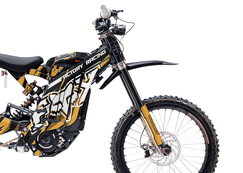 Suronics FOX FACTORY RACING Black & Gold Graphics Kit for Surron ...