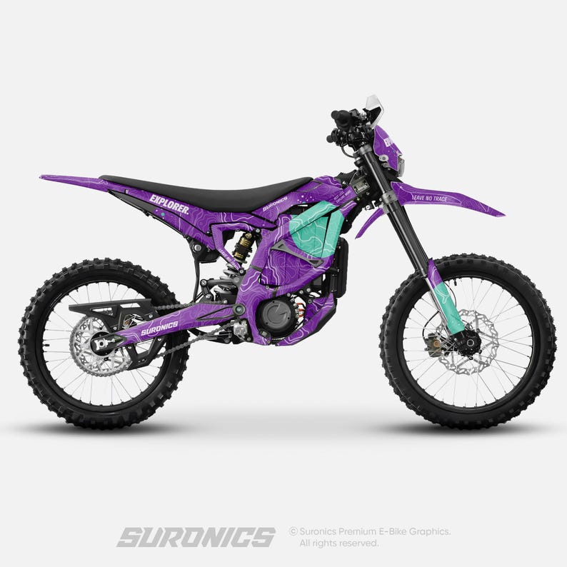 Surron Ultra Bee Graphics Kit EXPLORER Purple Mint Decals Vinyl Wrap ...
