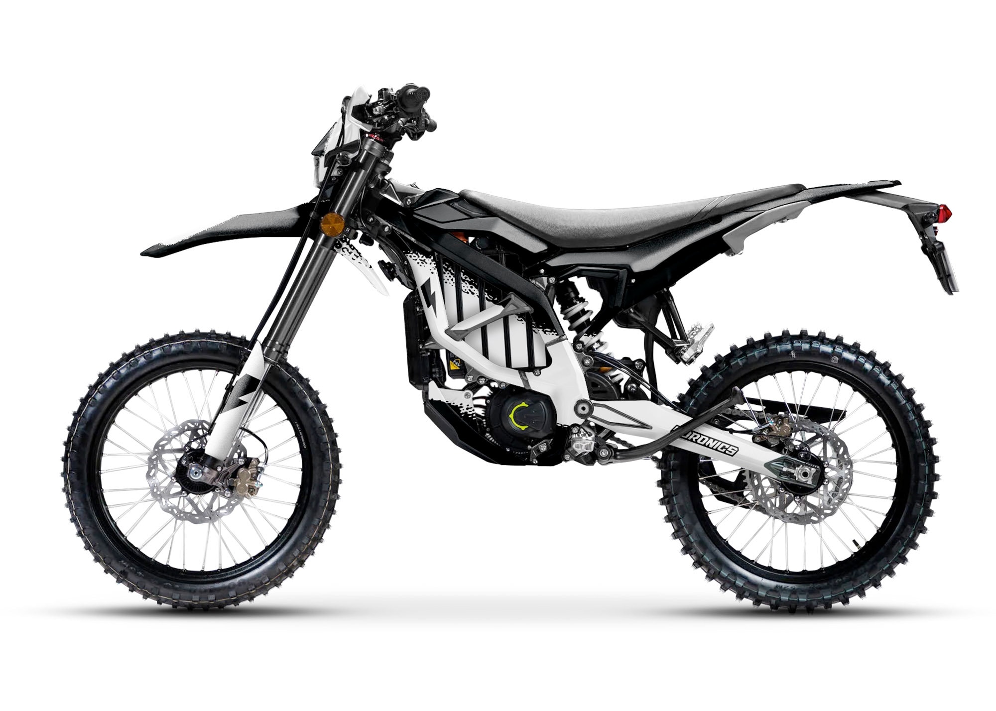 Surron Ultra Bee Graphics - Suronics HALF WHITE BLACK Graphics Kit ...