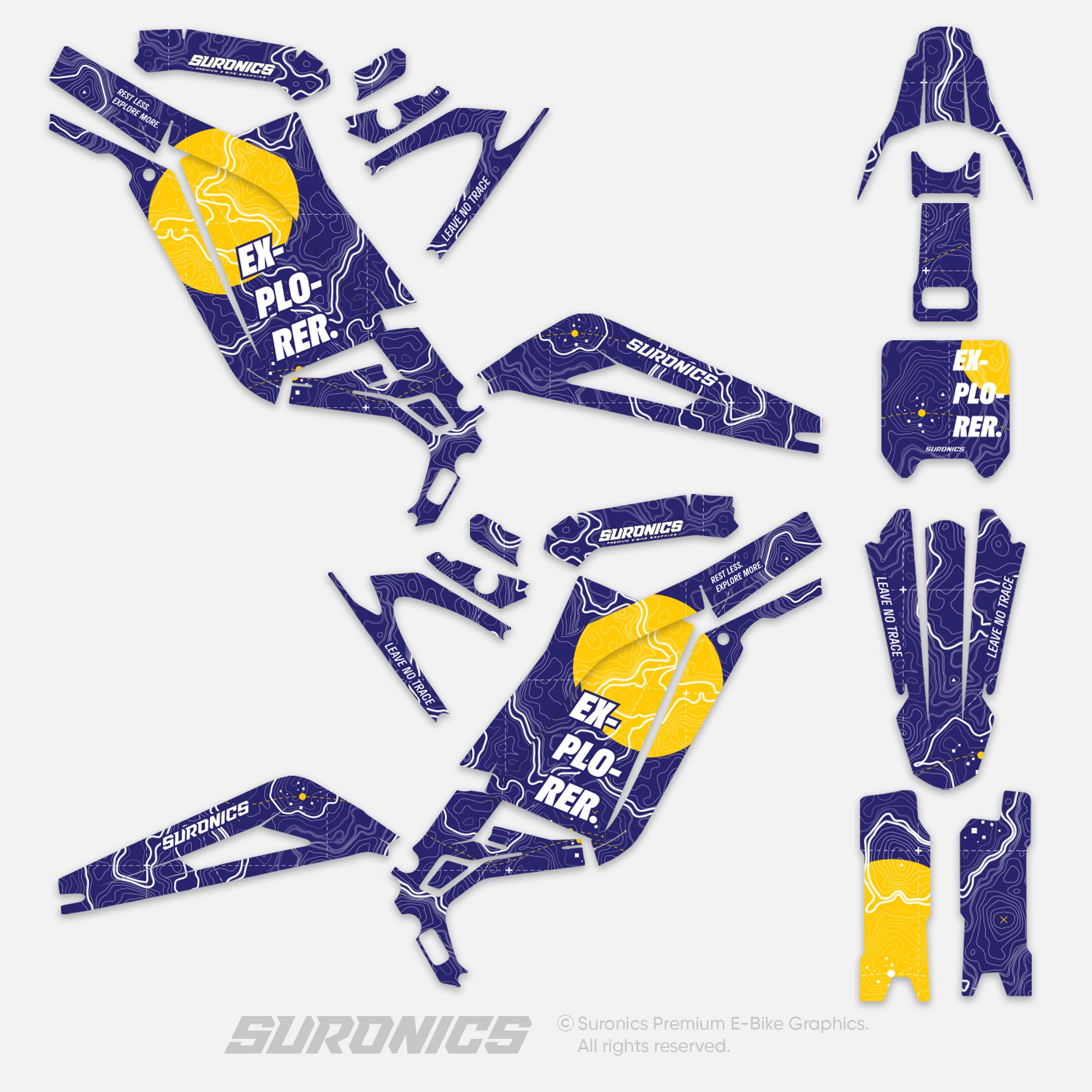 Sur Ron Light Bee X Graphics Kit EXPLORER Navy Yellow Decals Stickers ...