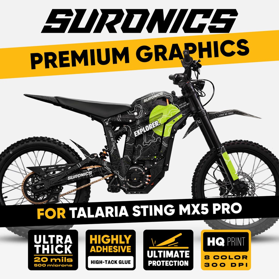TALARIA Sting MX5 PRO Graphics Kit EXPLORER Black Green Decals Wrap ...