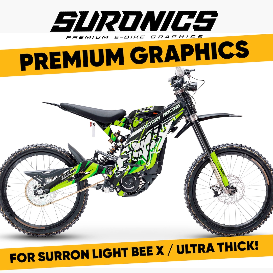 Sur-ron Light Bee Graphics Kit FOX FACTORY RACING Black & Green ...