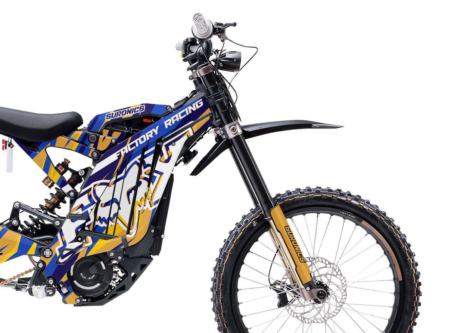 Suronics FOX FACTORY RACING Blue & Gold Graphics Kit for Surron ...