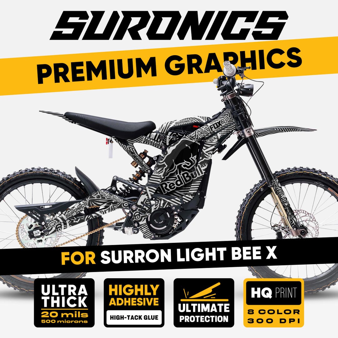 Surron Light Bee X Graphics Kit RACE ART Black White Decals Stickers ...