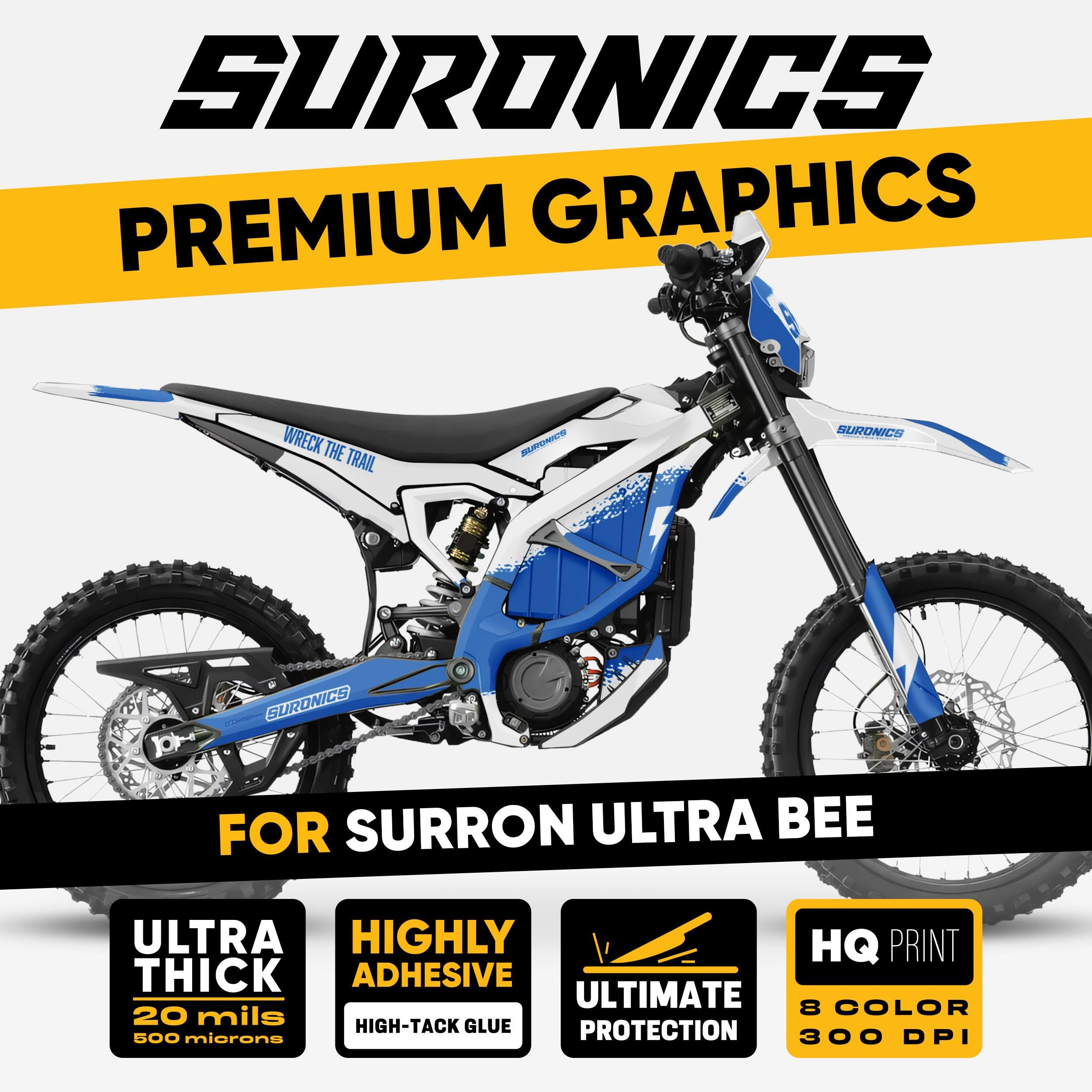 Surron Ultra Bee Graphics Kit HALF White Blue Decals Vinyl Wrap Sticker ...