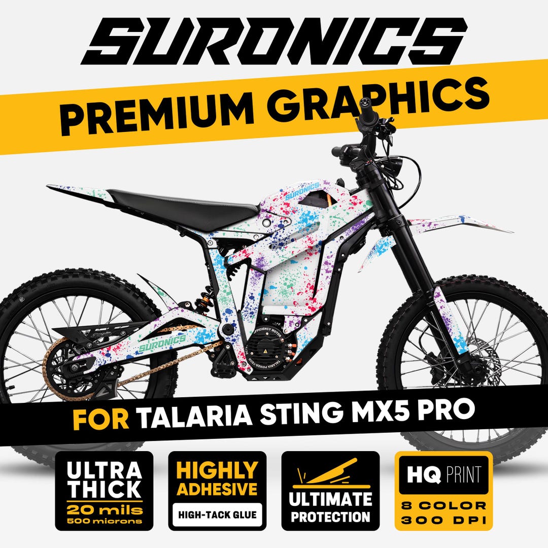 TALARIA Sting MX5 Pro Graphics Kit SPLATTER White Multicolor Decals ...