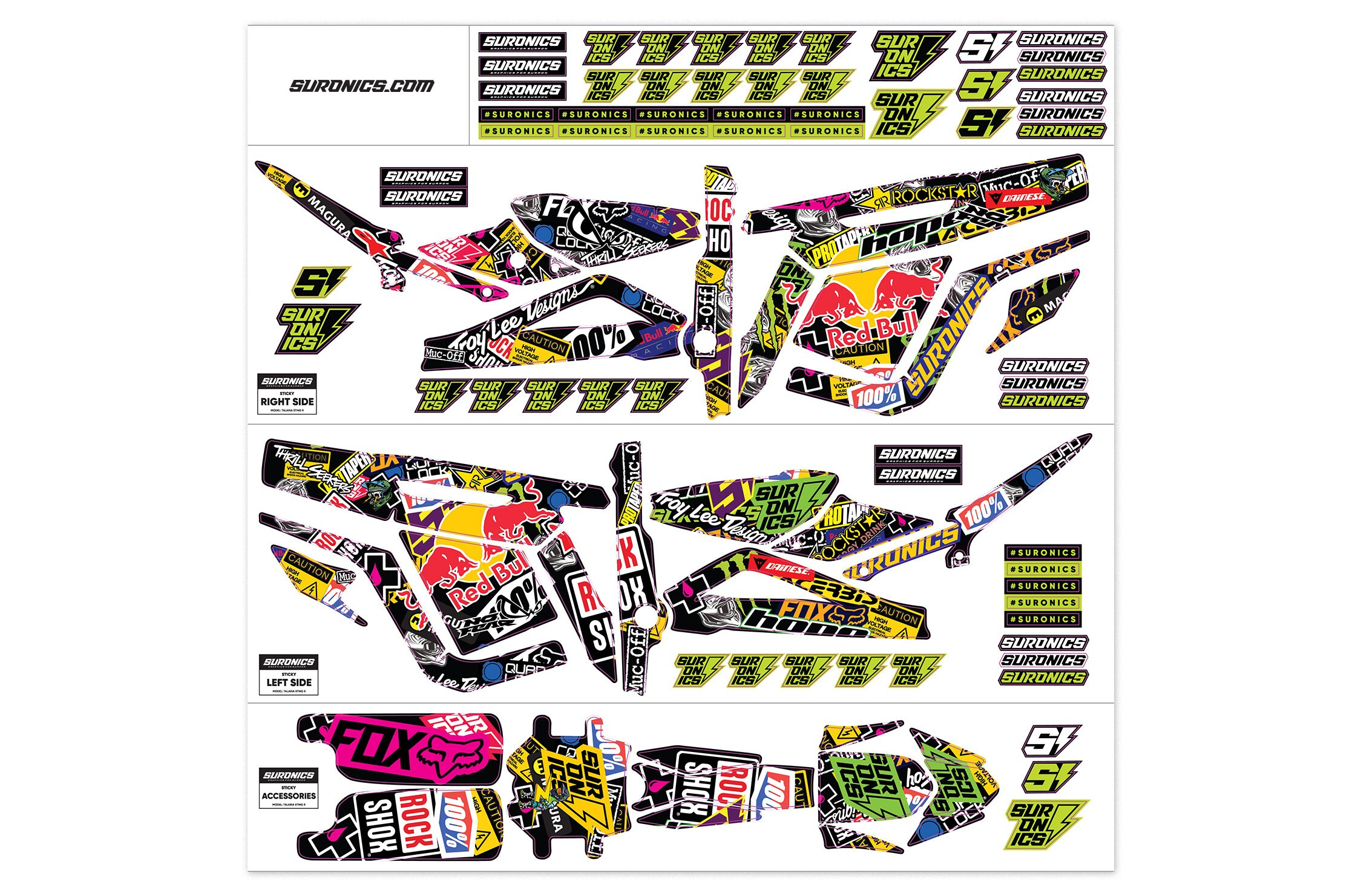 Talaria Sting MX3 MX4 Graphics Kit STICKY Original Decals Vinyl Wrap ...
