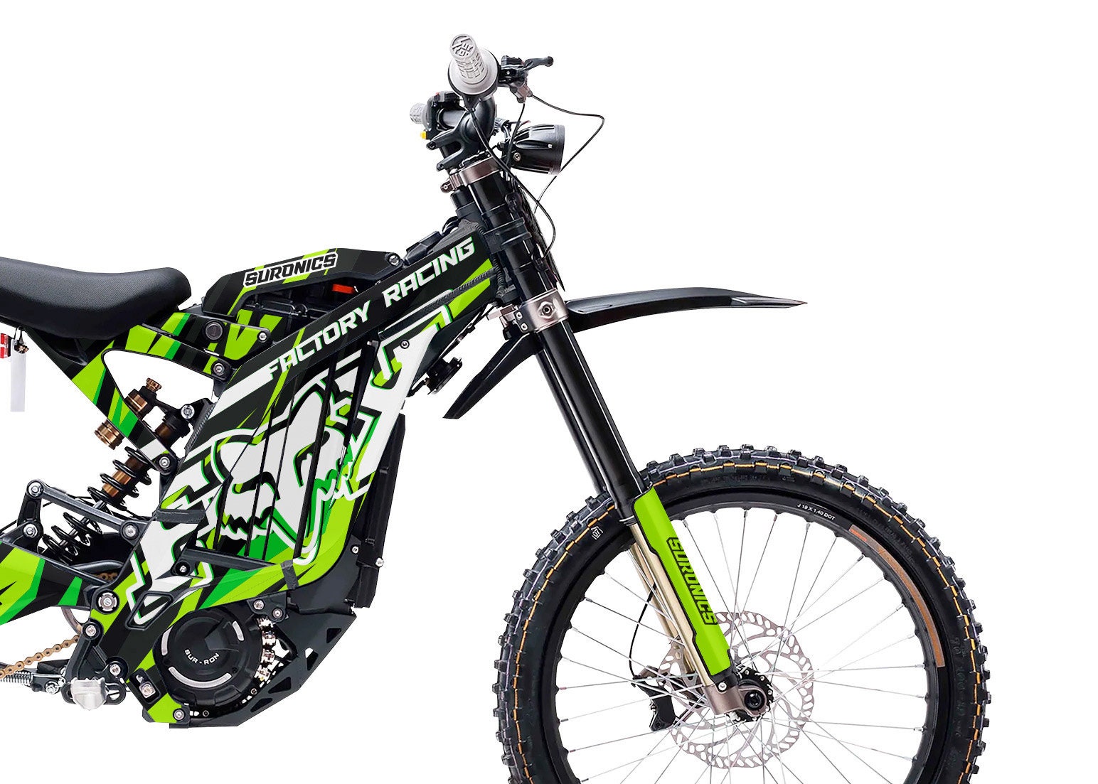 Suronics FOX FACTORY RACING Black & Green Graphics Kit for Surron ...