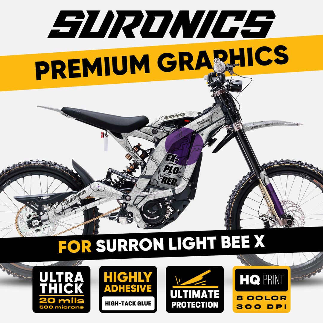 Sur Ron Light Bee X Graphics Kit EXPLORER White Purple Decals Stickers ...