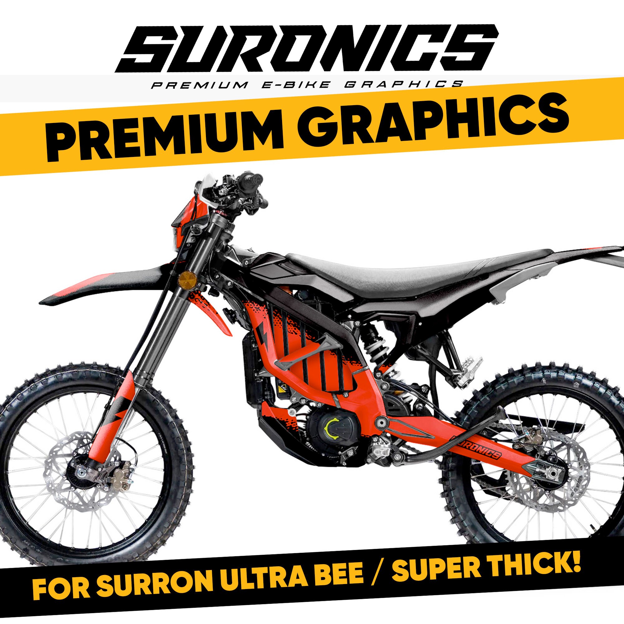 Surron Ultra Bee Graphics - Suronics HALF RED BLACK Graphics Kit Decal ...