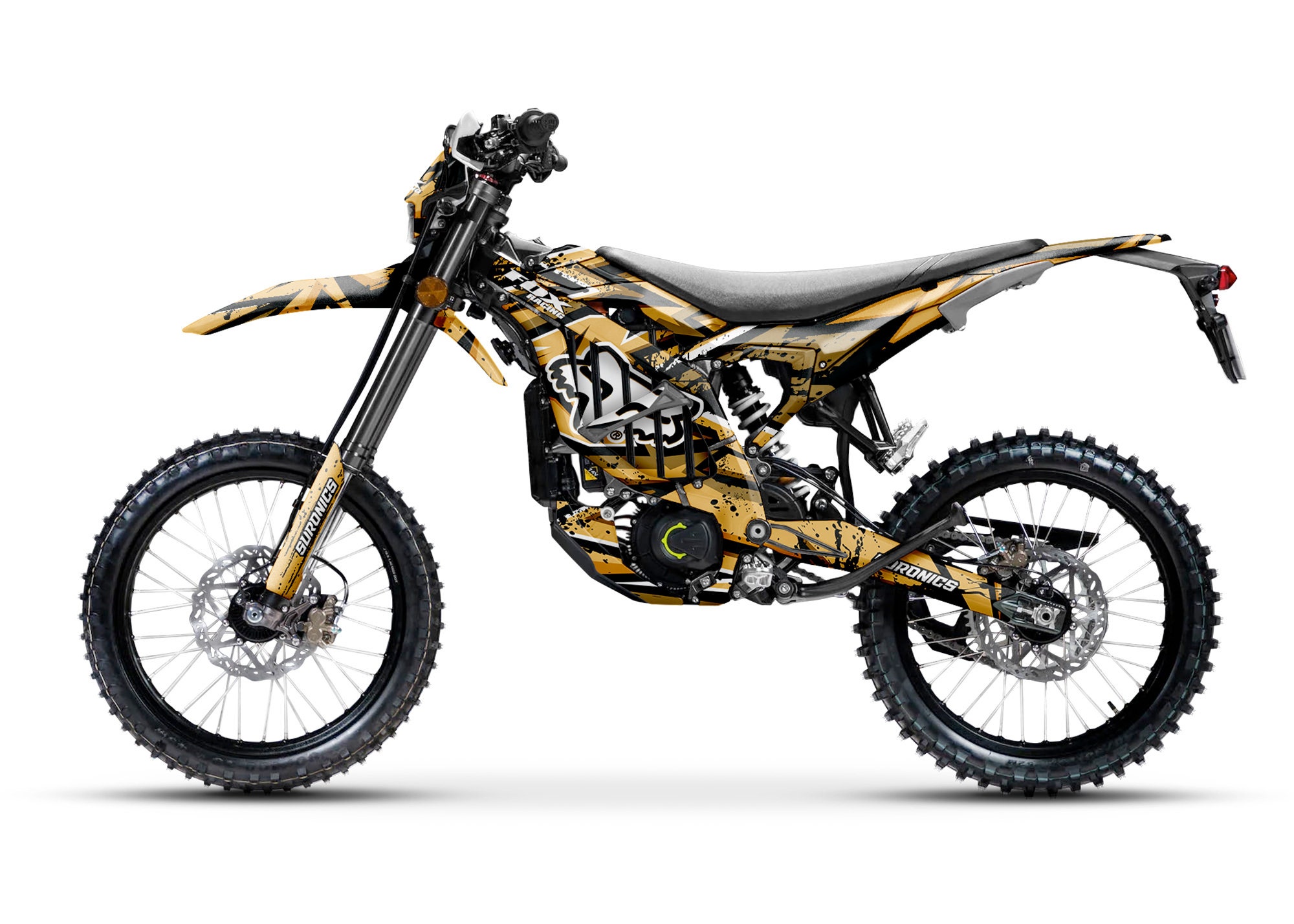 Surron Ultra Bee Graphics - Suronics FOX Black Gold White Green ...