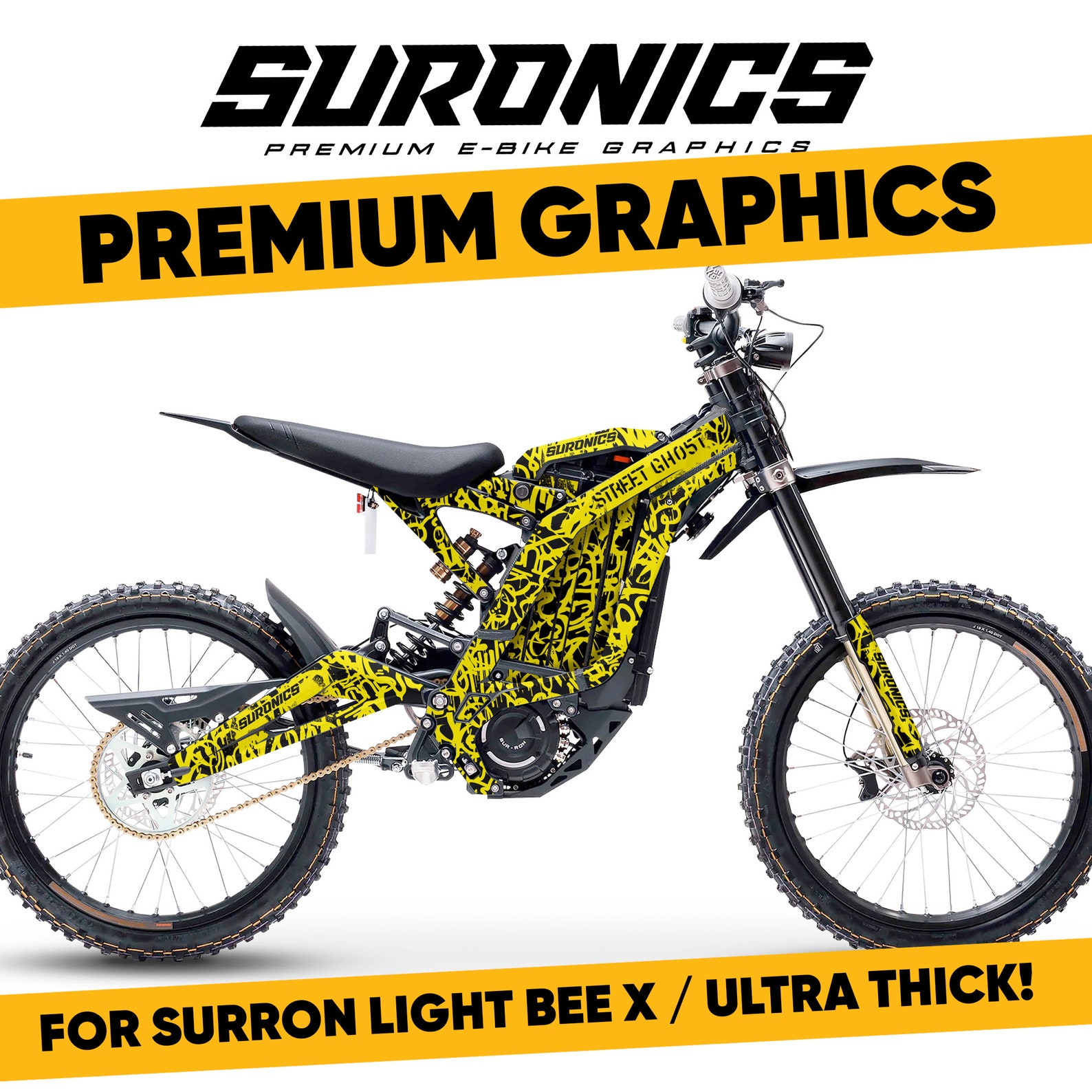 Sur-ron Lightbee X Graphics Kit - STREET GHOST YELLOW Graphics Kit for ...