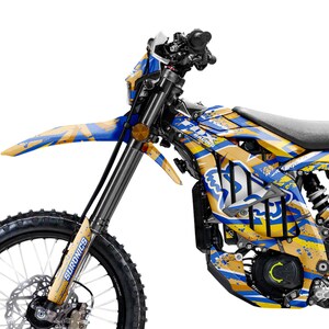 Surron Ultra Bee Graphics - Suronics FOX Wild Blue Gold Yellow Graphics ...