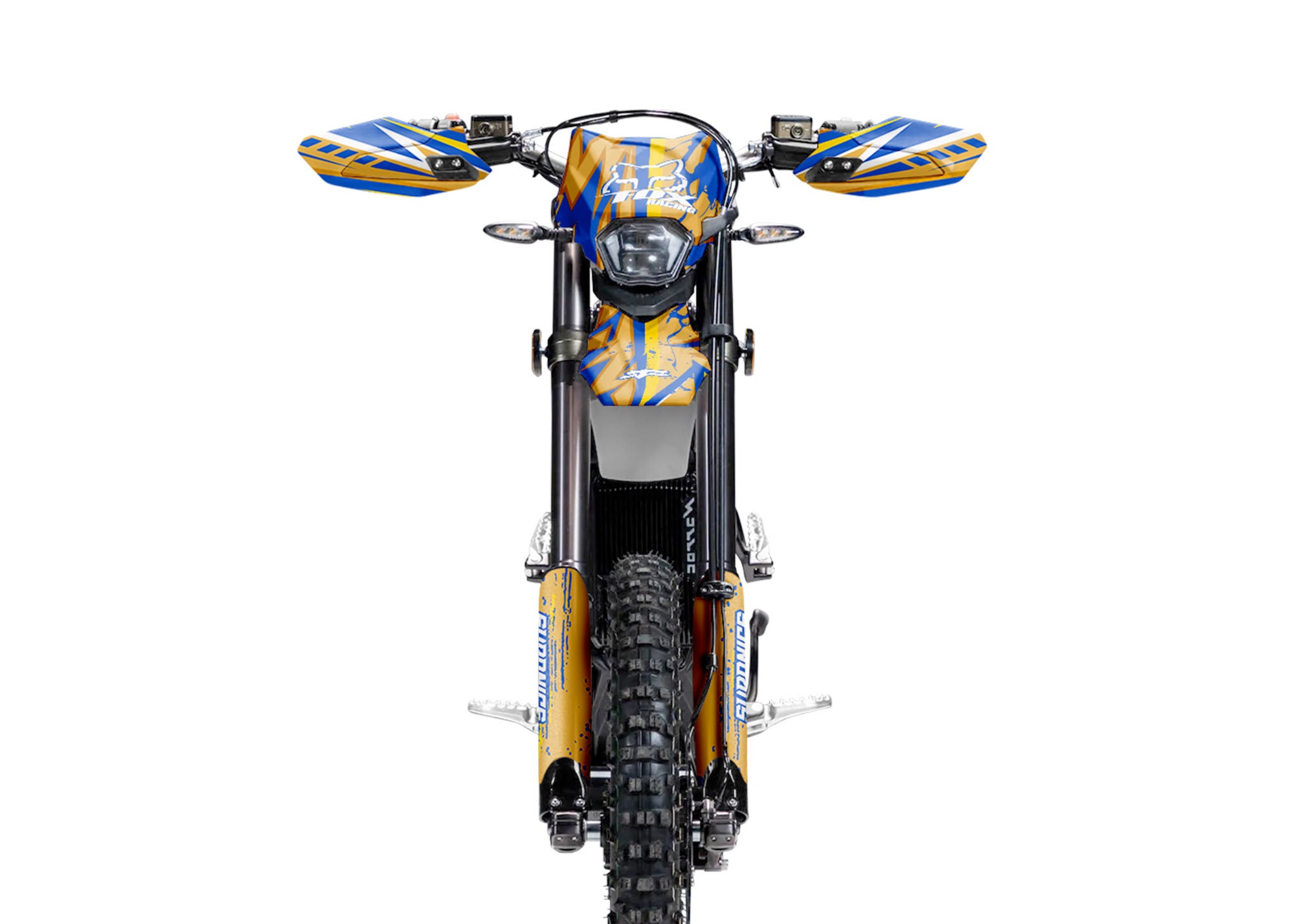 Surron Ultra Bee Graphics - Suronics FOX Wild Blue Gold Yellow Graphics ...