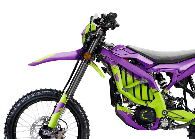Surron Ultra Bee Graphics - Suronics PURPLE GREEN Graphics Kit Decal ...