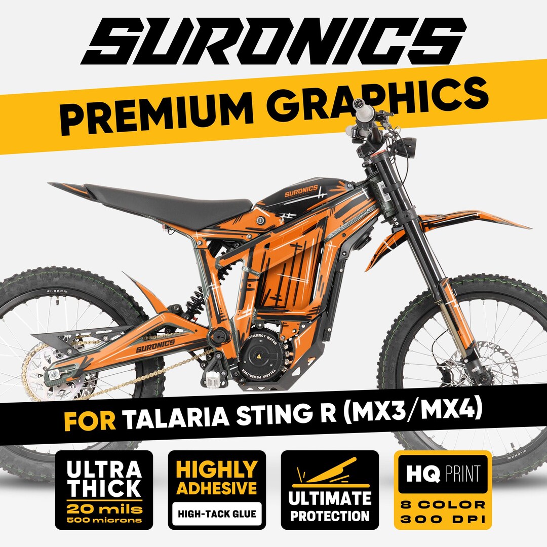 Talaria Sting MX3 MX4 Graphics Kit MARKER ORANGE Decals Vinyl Wrap ...