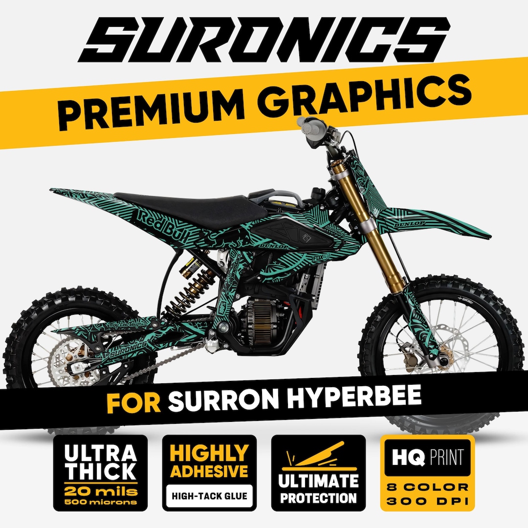 Surron Hyper Bee Graphics Kit RACE ART Black Mint Decals Vinyl Wrap ...