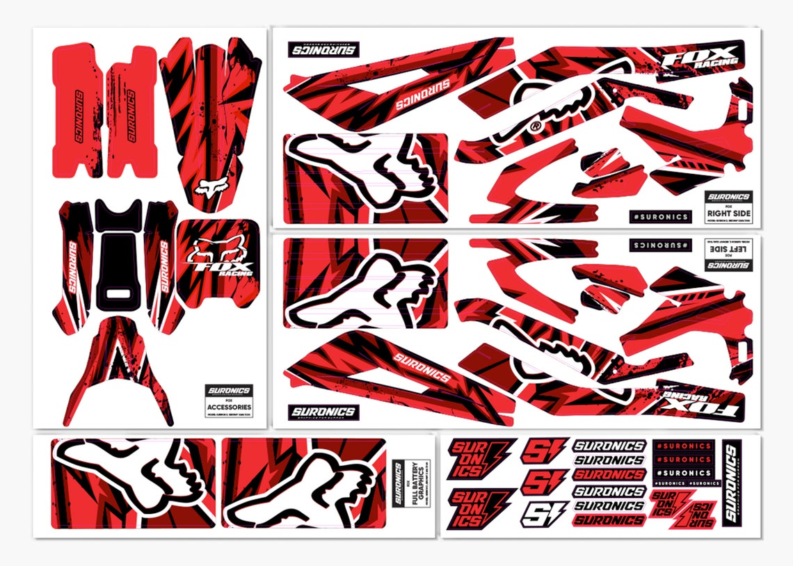 Suronics FOX WILD Black & Red Graphics Kit for Surron Lightbee X ...