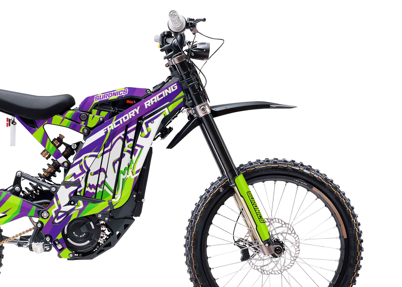Suronics FOX FACTORY RACING Purple & Green Graphics Kit for Surron ...