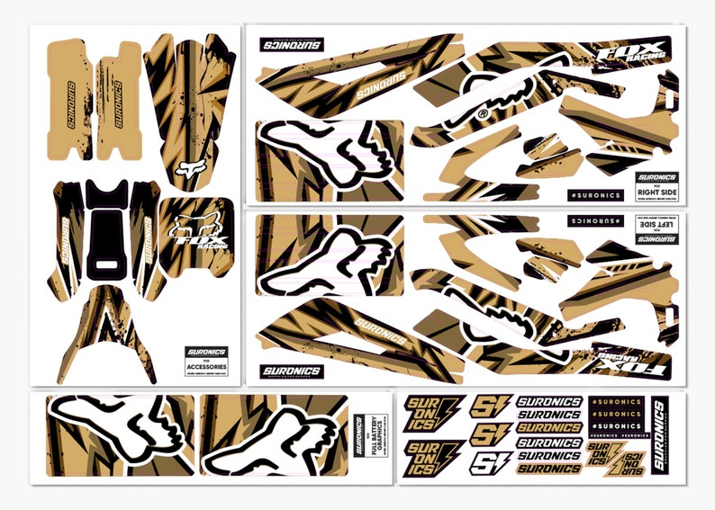 Suronics FOX WILD Black & Gold Graphics Kit for Surron Lightbee X ...