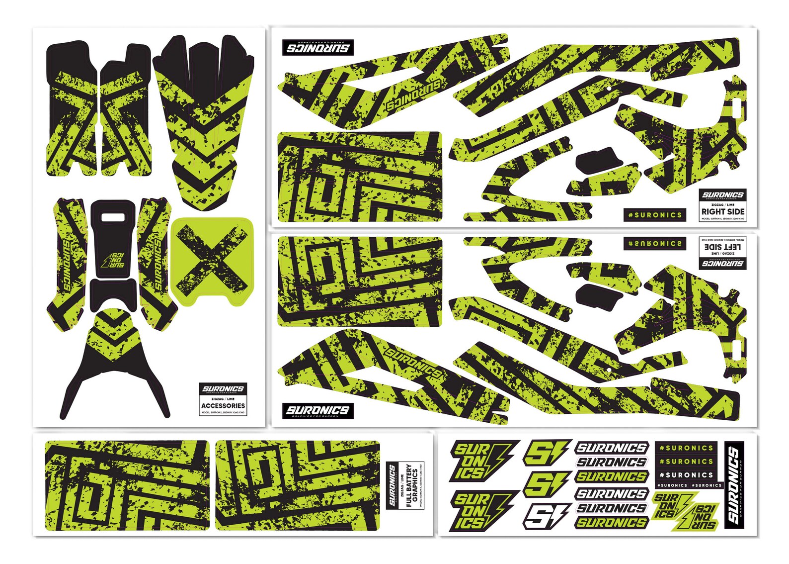 SURONICS ZIGZAG LIME Graphics Kit for Surron Lightbee X - Etsy