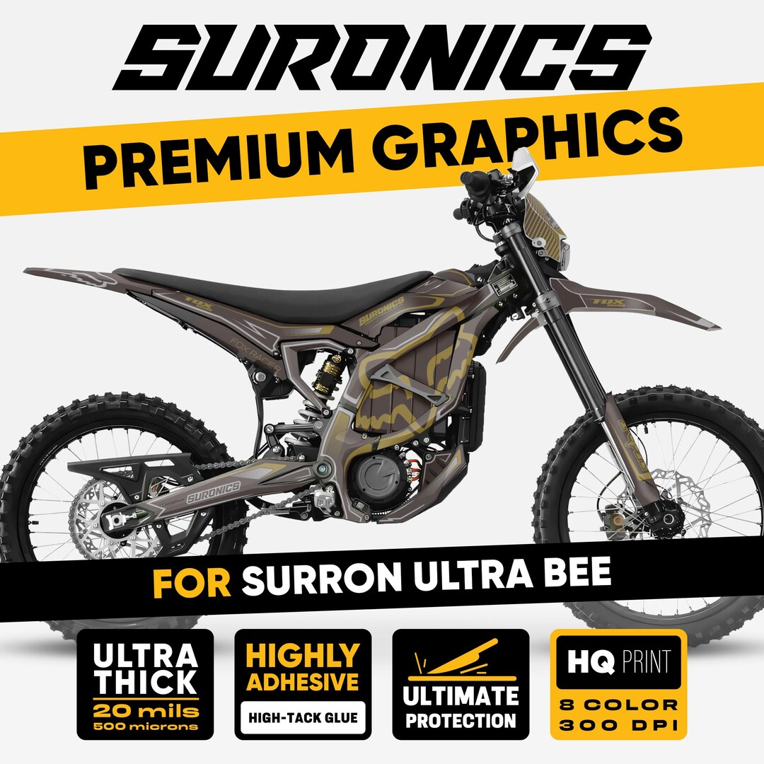 Surron Ultra Bee Graphics Kit FOX RACER Earth Sander Decals Vinyl Wrap ...