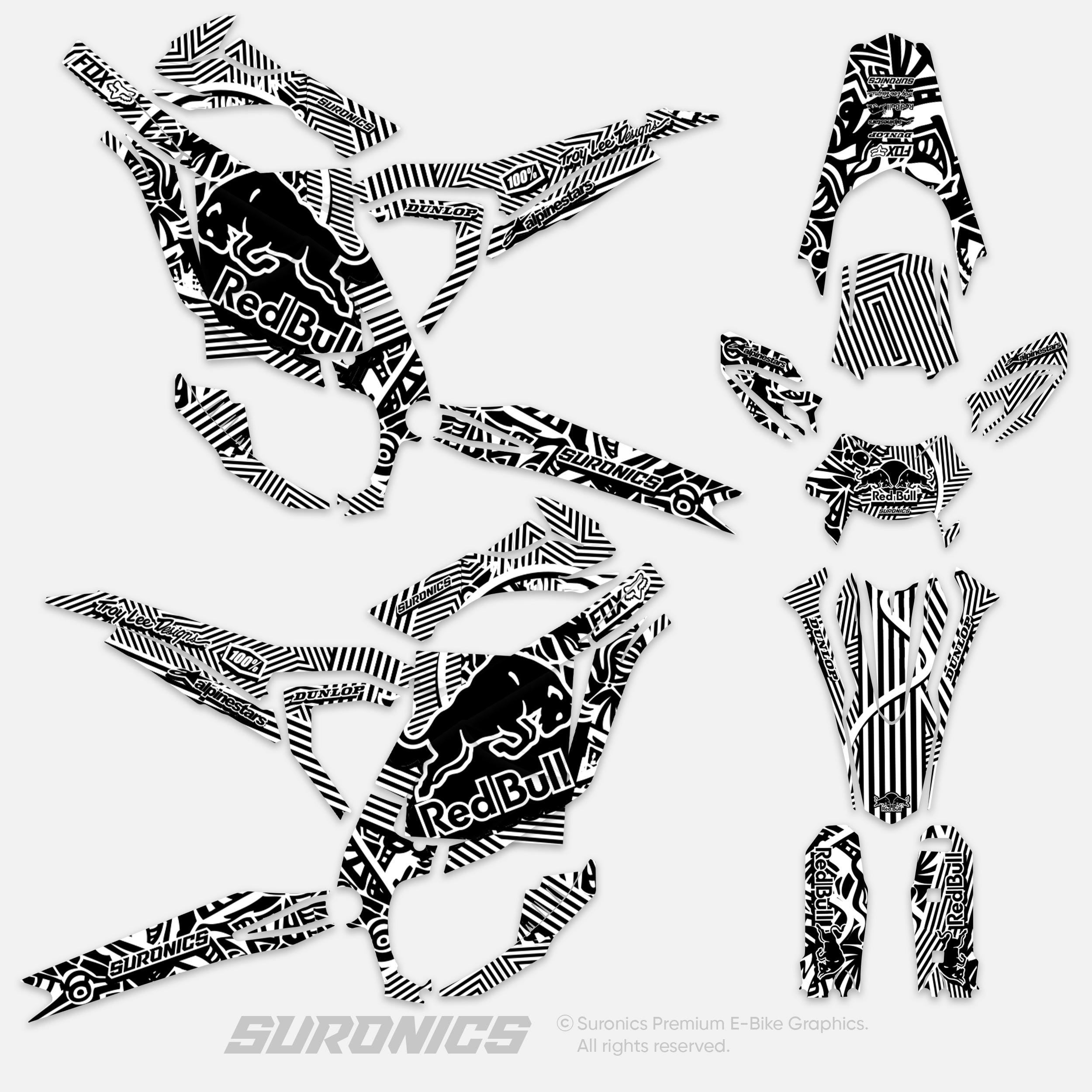 Surron Ultra Bee Graphics Kit RACE ART Black White Decals Vinyl Wrap ...