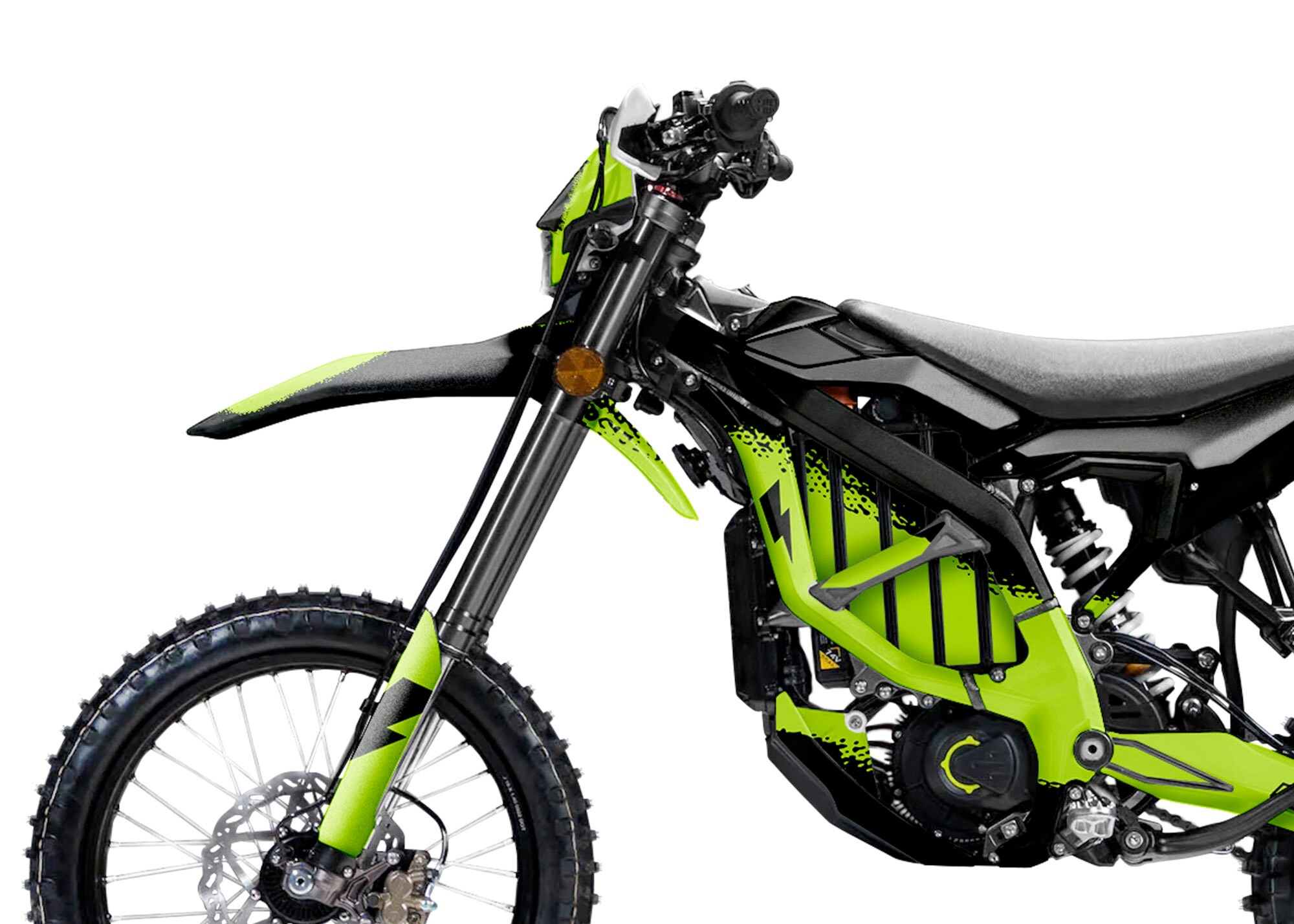 Surron Ultra Bee Graphics - Suronics HALF BLACK LIME Graphics Kit Decal ...