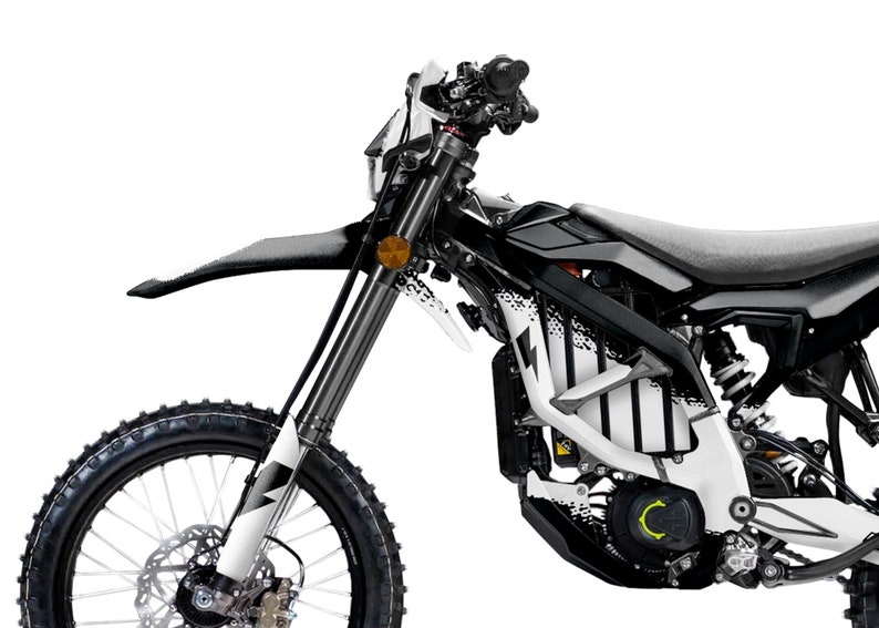 Surron Ultra Bee Graphics - Suronics HALF WHITE BLACK Graphics Kit ...