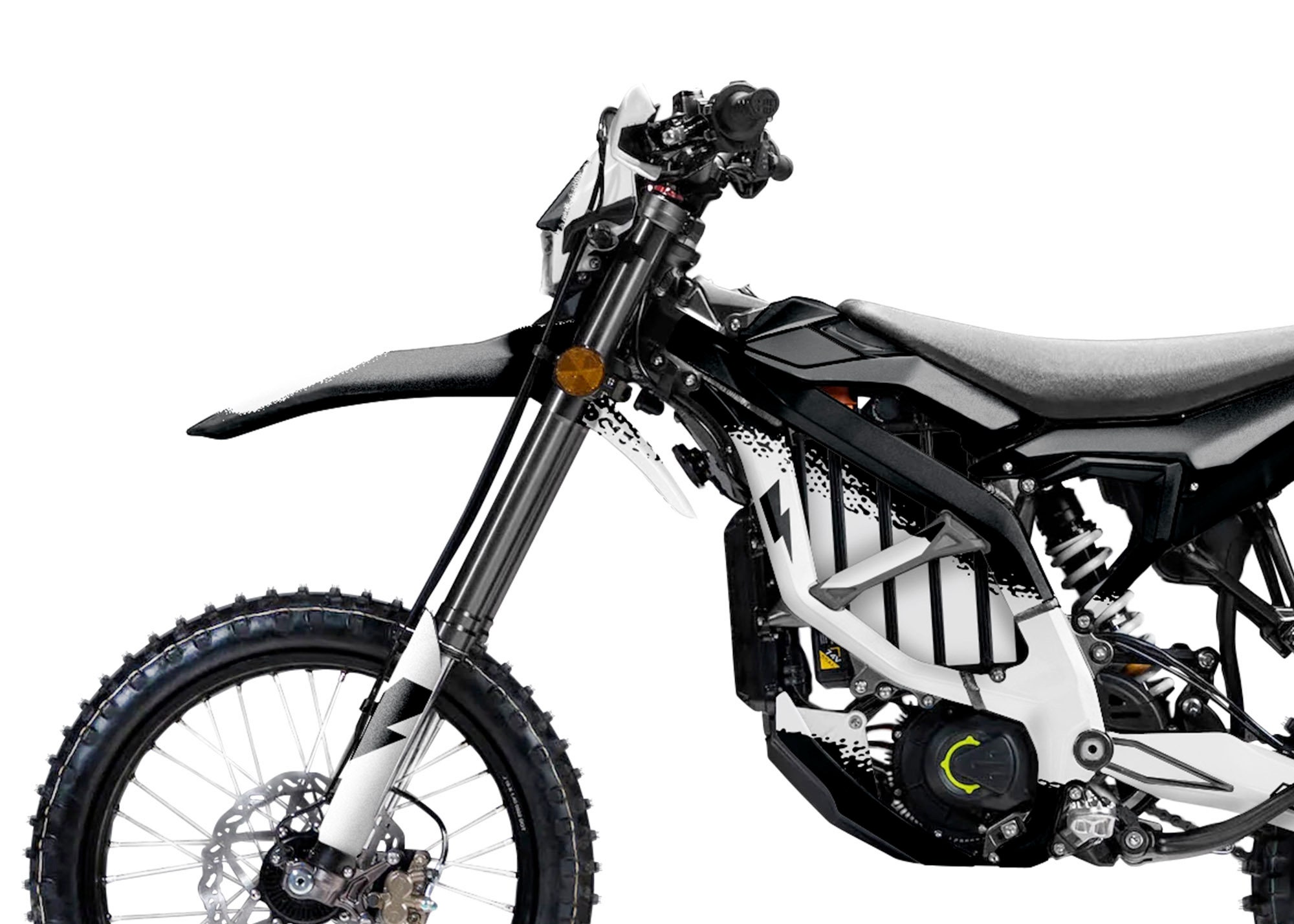 Surron Ultra Bee Graphics - Suronics HALF WHITE BLACK Graphics Kit ...