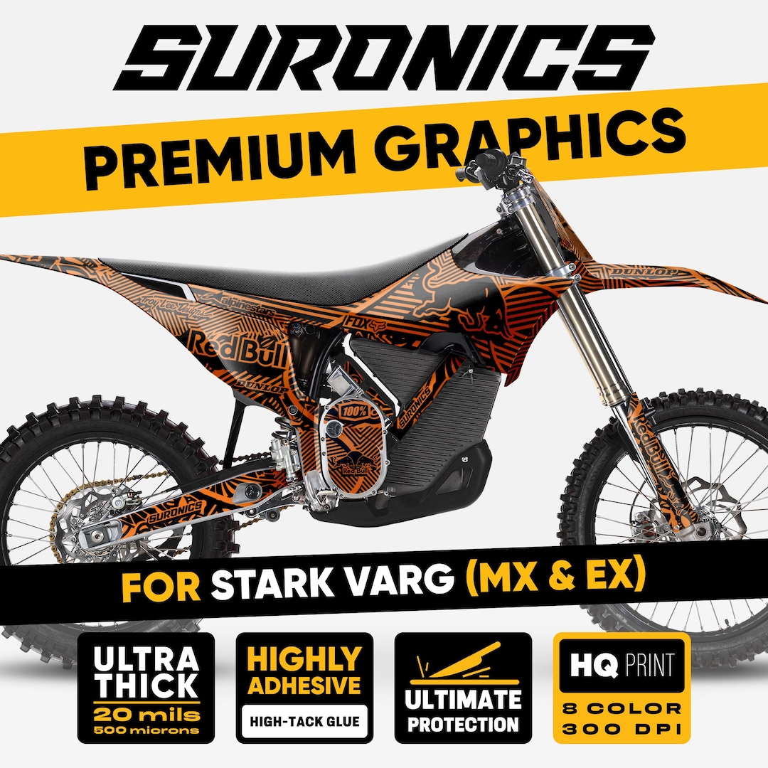 Stark Varg MX EX Graphics Kit RACE Art Black Orange Decals Wrap ...