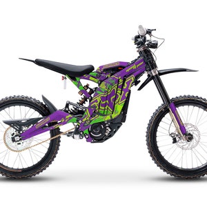 Suronics FOX SPEED RIDER Purle & Green Graphics Kit for Surron Lightbee ...