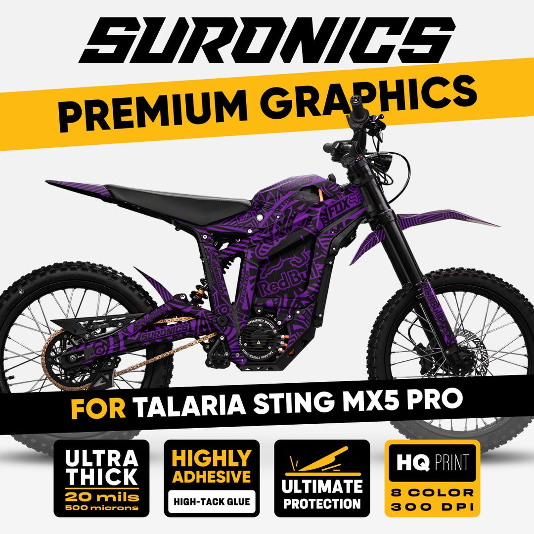 TALARIA Sting MX5 Pro Graphics Kit RACE ART Black Purple Decals Wrap ...
