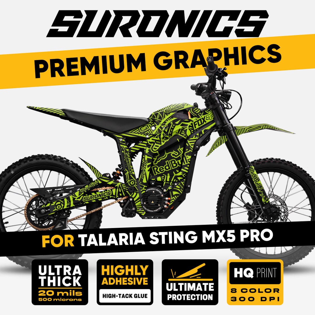 TALARIA Sting MX5 Pro Graphics Kit RACE ART Black Green Decals Wrap ...