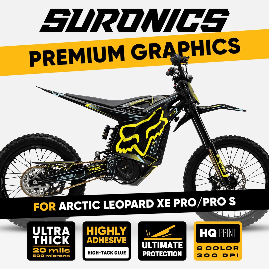 Arctic Leopard Xe Pro S Graphics Kit FOX RACER Black Yellow Decals Wrap ...