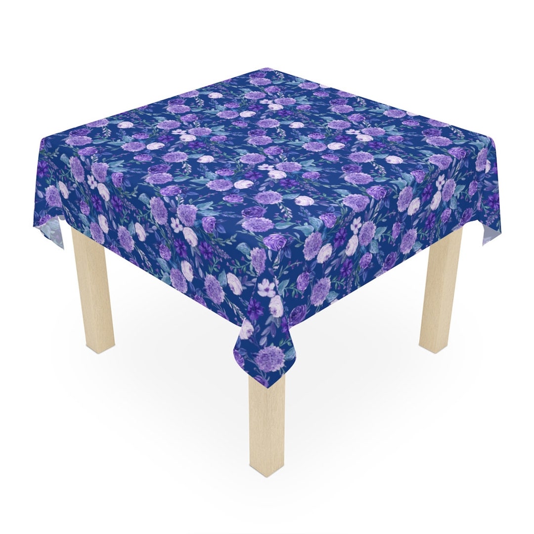 Violet Floral Print Tablecloth, 55.1" Square - Etsy
