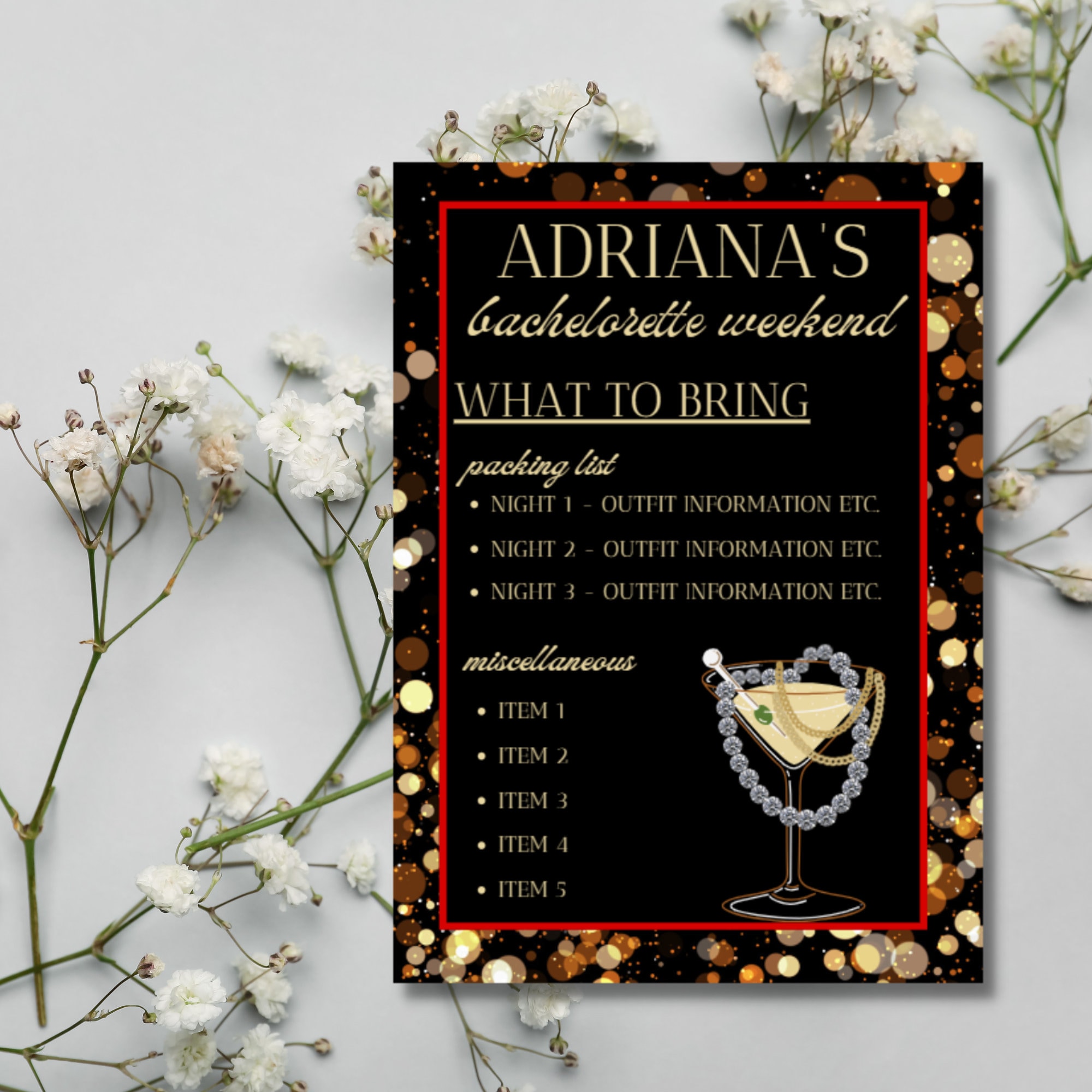 Glitz and Glam | Mob Wife Theme Bachelorette Invite/email & Itinerary ...